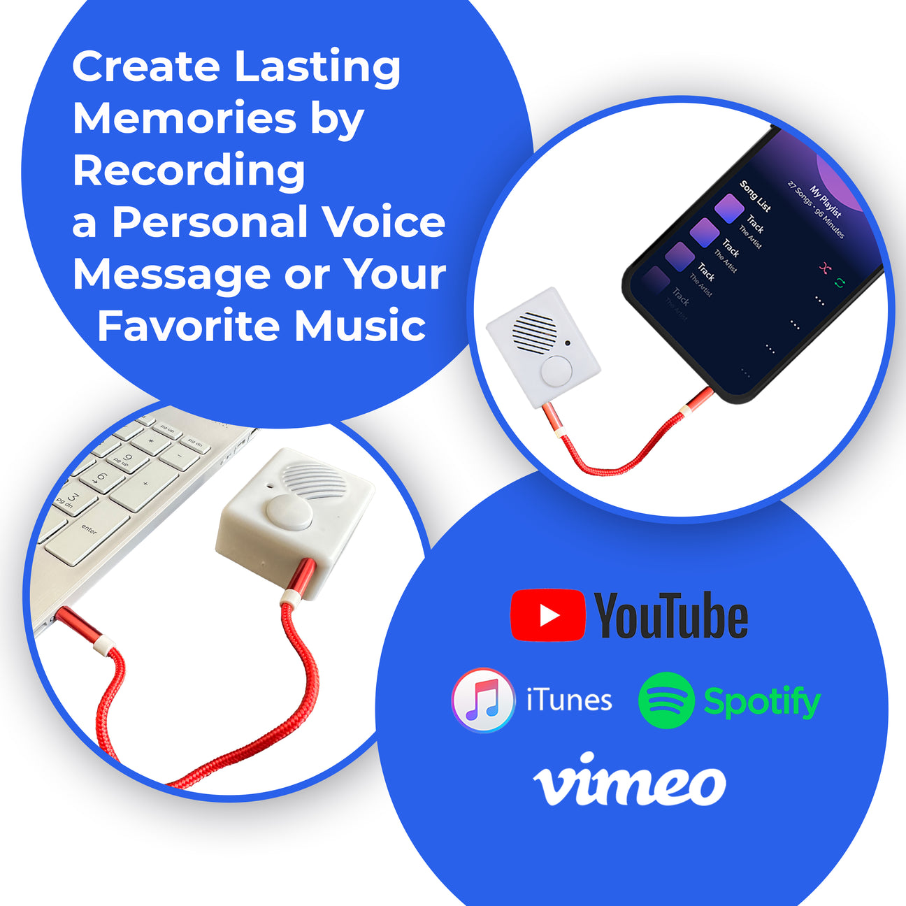 Re-recordable Sound Box for Personal Messages, Favorite Songs 200 sec ...